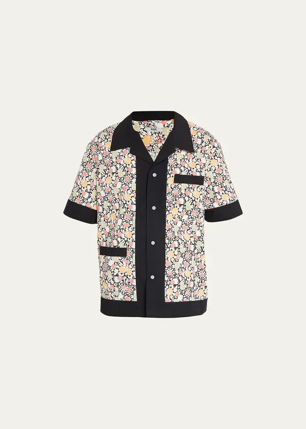 BODE Pomme Fruit Motif Boxy Cropped Shirt - Black Multi | Editorialist
